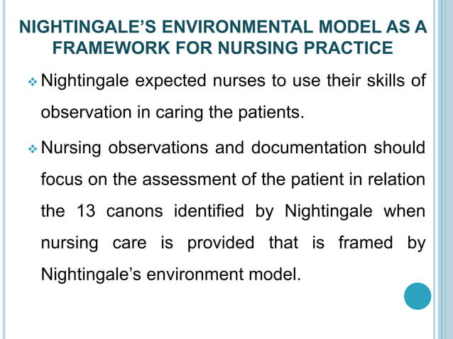 Florence Nightingale's Environmental Theory of Nursing