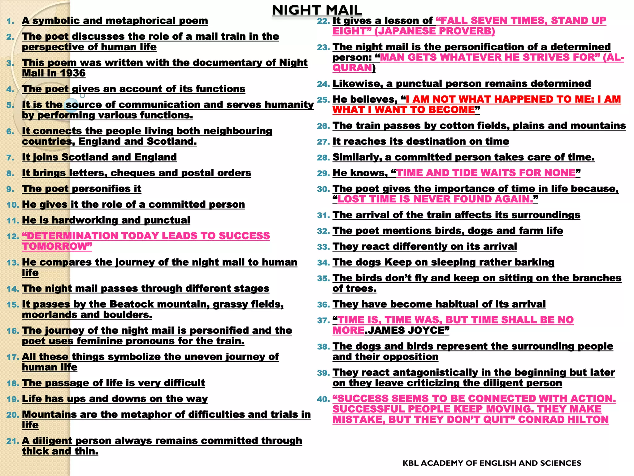 NIGHT MAIL POEM | PDF