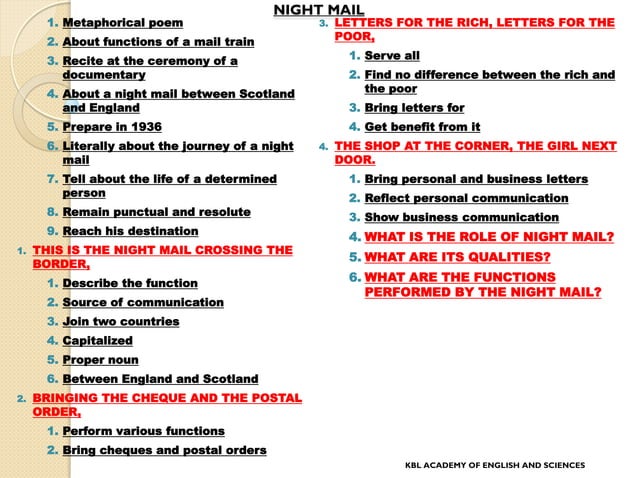 NIGHT MAIL POEM | PDF