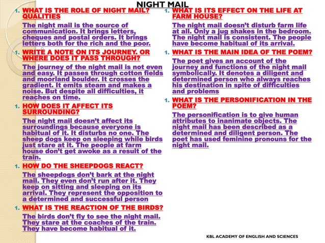 NIGHT MAIL POEM | PDF