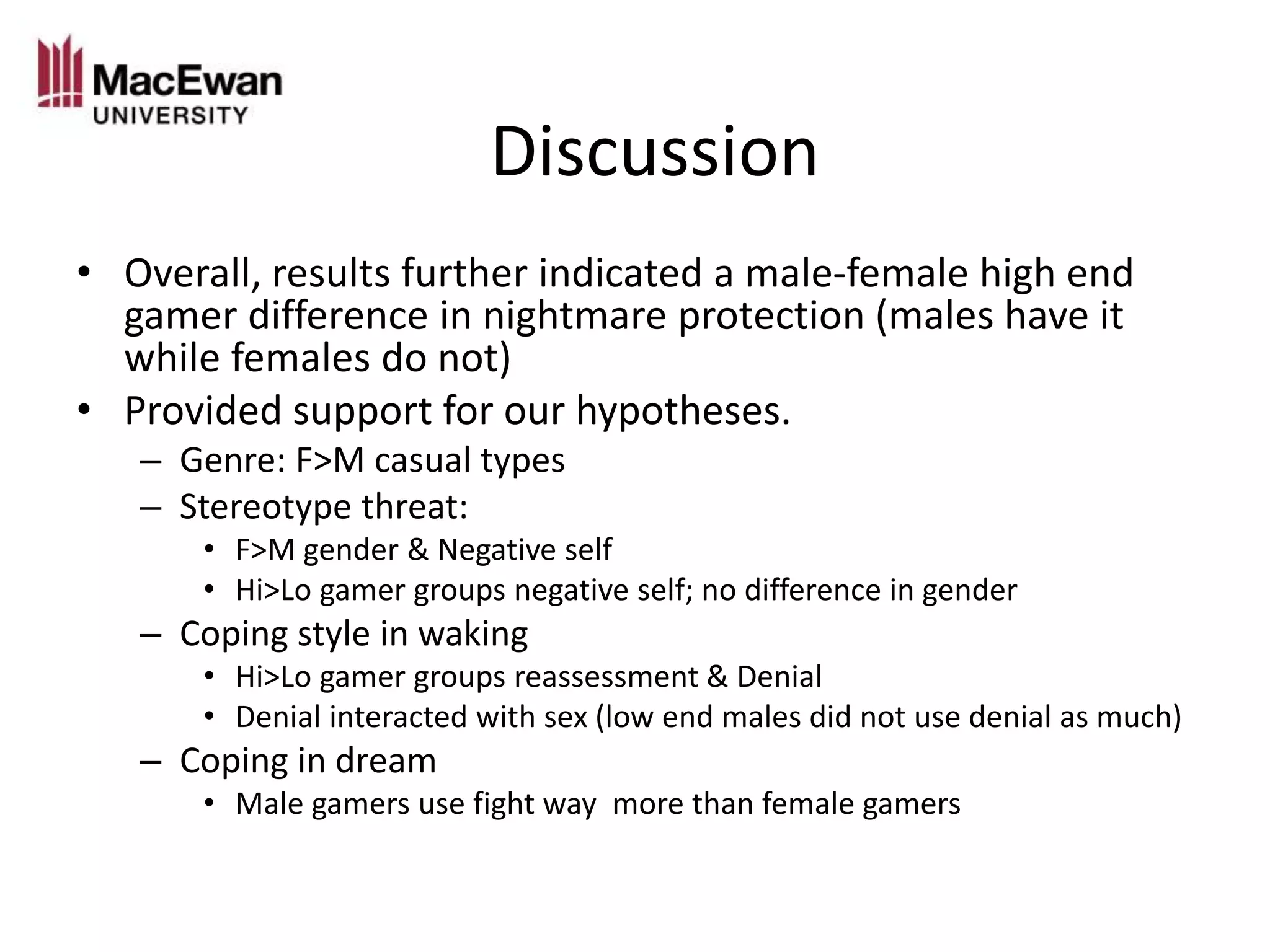Nightmare protection hypothesis and female gamers | PPTX