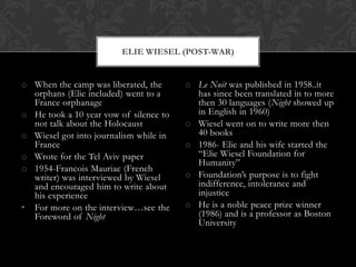 English 30-1 Night: Elie Wiesel's Apartment | PPTX | Classical Music ...