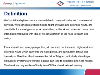 Safety for Night Shift Work in the construction projects | PPTX