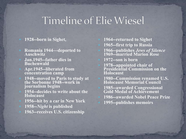 Elie Wiesel's Night Study Guide | PPTX