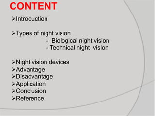 Night vision technology | PPTX