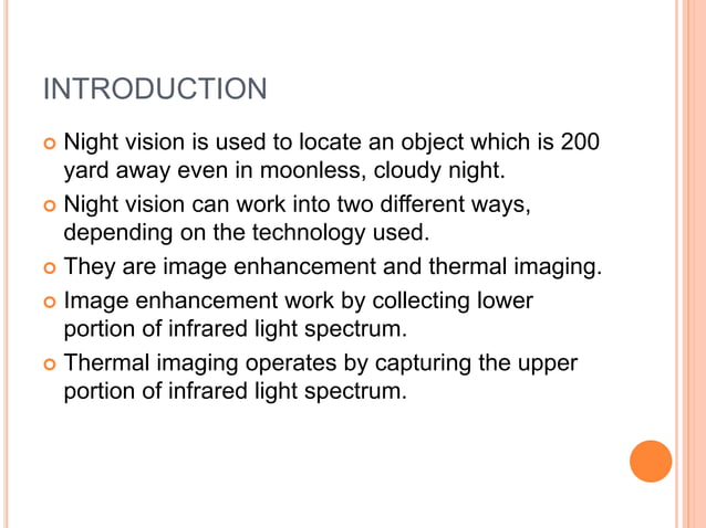 Night vision technology | PPTX | Cameras and Camcorders | Consumer ...