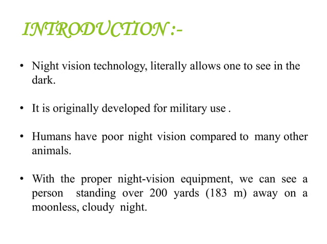 Night vision technology | PPT