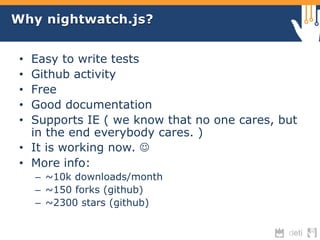 Browser Automated Testing Frameworks - Nightwatch.js