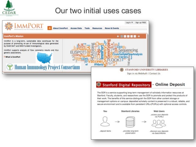 Overview of the NIH BD2K CEDAR centre, on metadata and standards