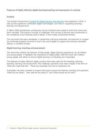Features of Highly Effective Digital Learning, Teaching and Assessment ...