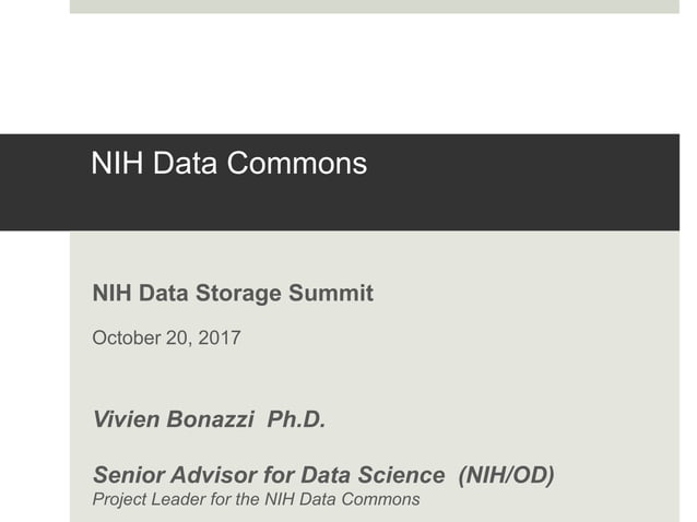 NIH Data Summit - The NIH Data Commons | PPTX