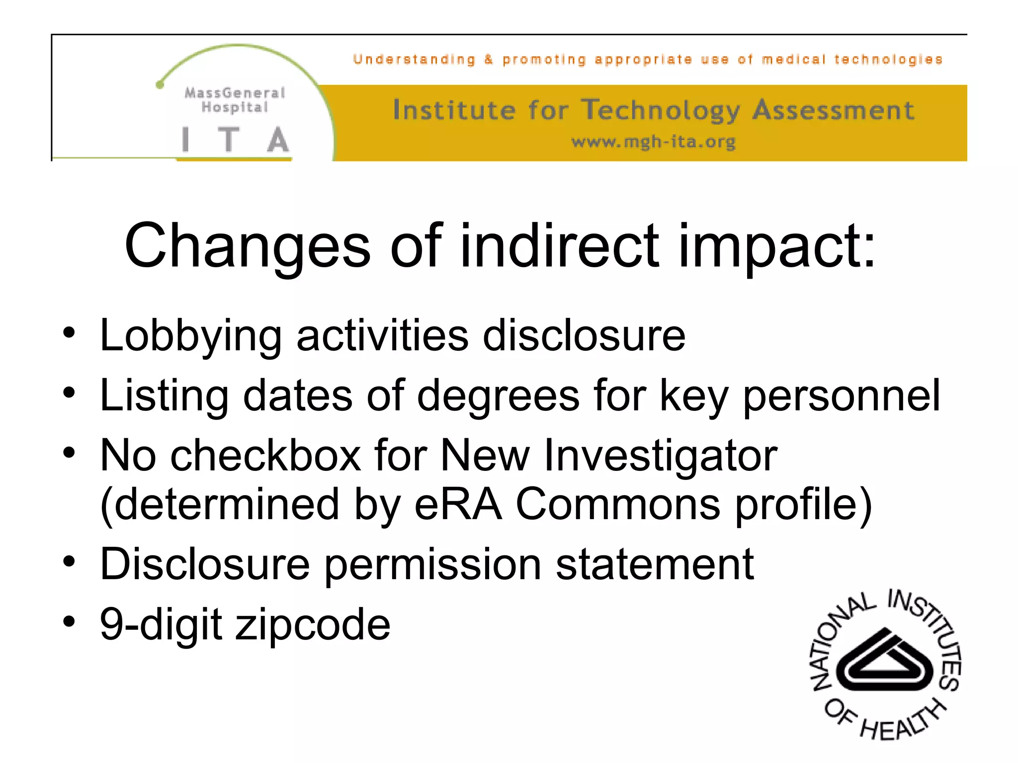 NIH Form Changes 2010 | PPT
