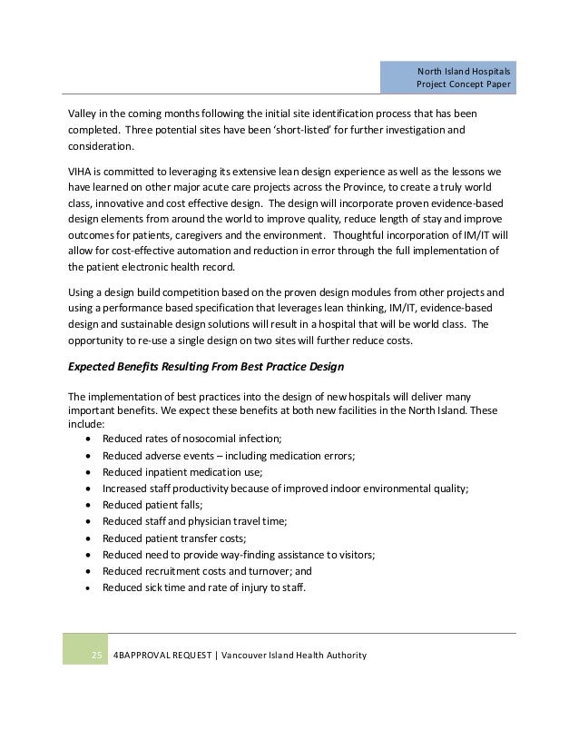 North Island Hospitals Project, Concept Paper