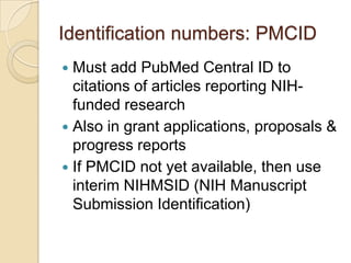 NIH Public Access Policy | PPT