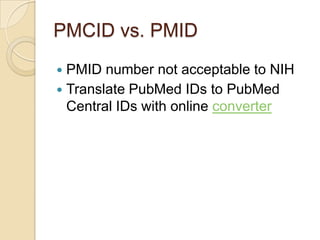 NIH Public Access Policy | PPT