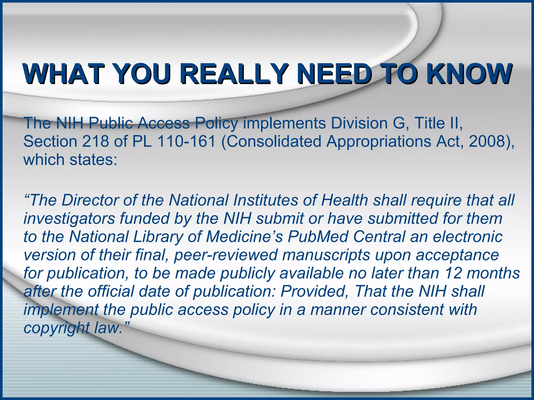 Nih Public Access Policy | PPT