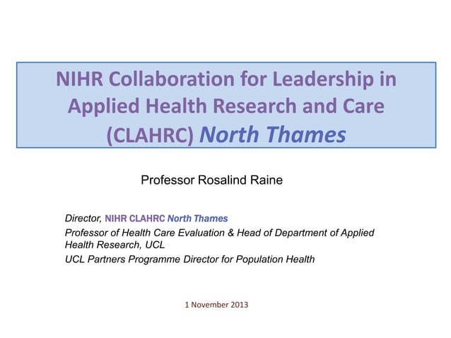 NIHR CLAHRC North Thames | PDF