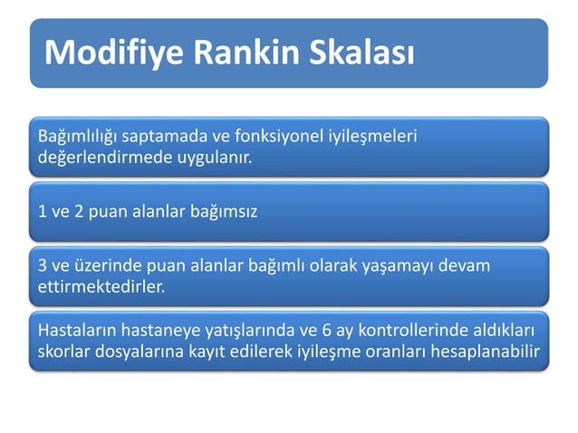 NIHSS, ASPECTS ve Modifiye Rankin Skalası | PPTX