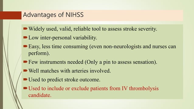 NIHSS in Stroke Severity: Why and How? presentation.pptx | Brain and ...