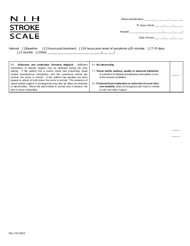 Nih stroke scale