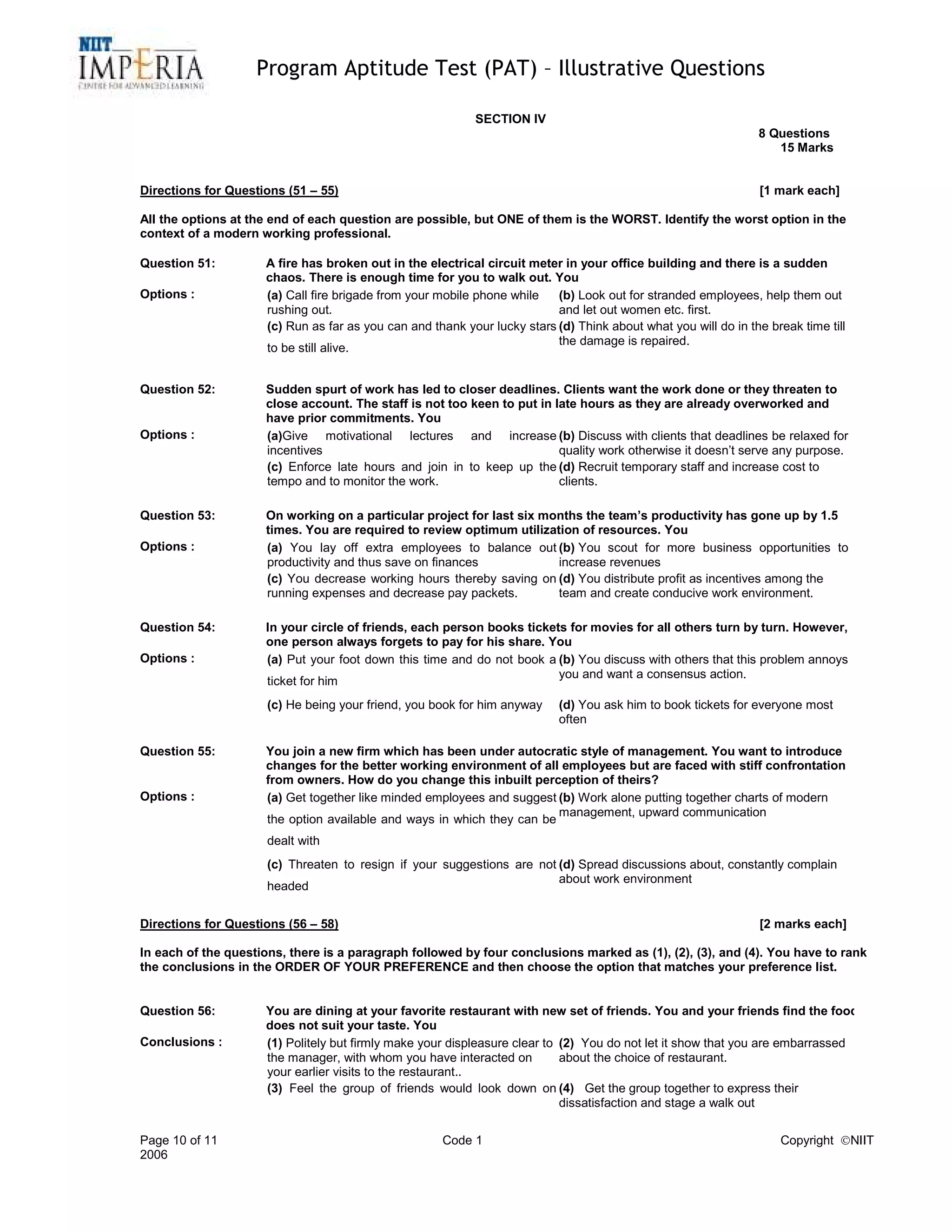 Niit aptitude question paper | PDF