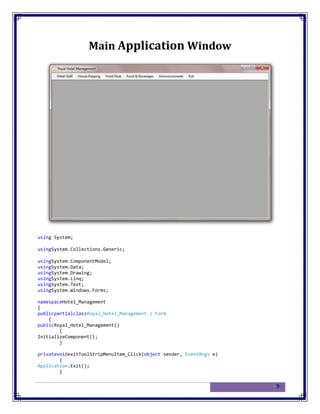 .Net and Windows Application Project on Hotel Management | PDF