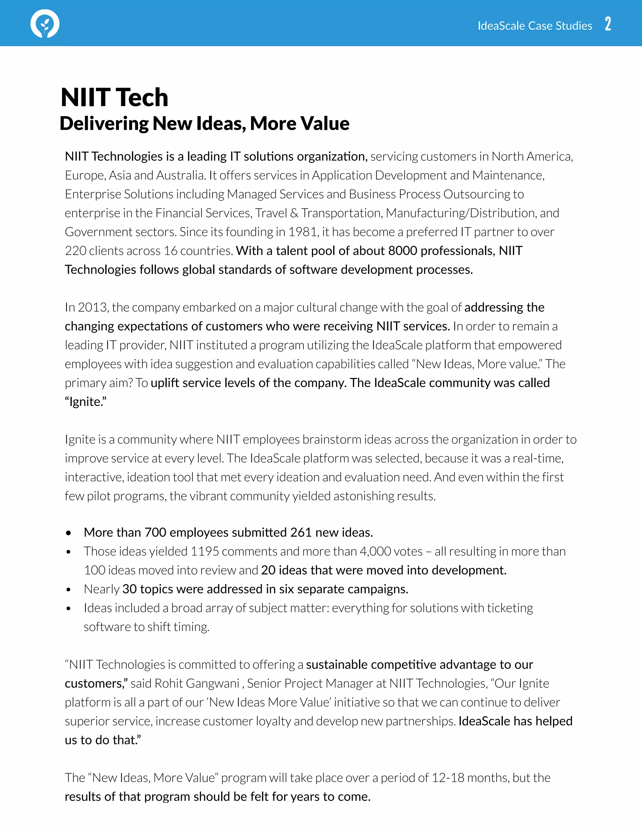 Case Study: NIIT Tech | PDF