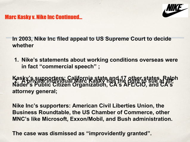 Nike - Advertising or Free Speech | PPT