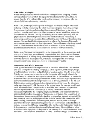 Hitting the Wall: Nike and International Labor Practices | DOCX
