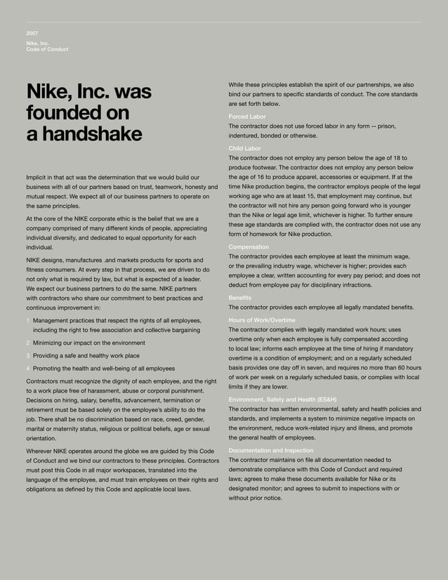 Nike Code Of Conduct | PDF