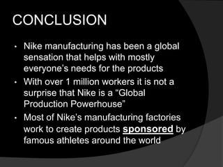 Nike Design, Manufacturing, and Sponsorship Project | PPTX