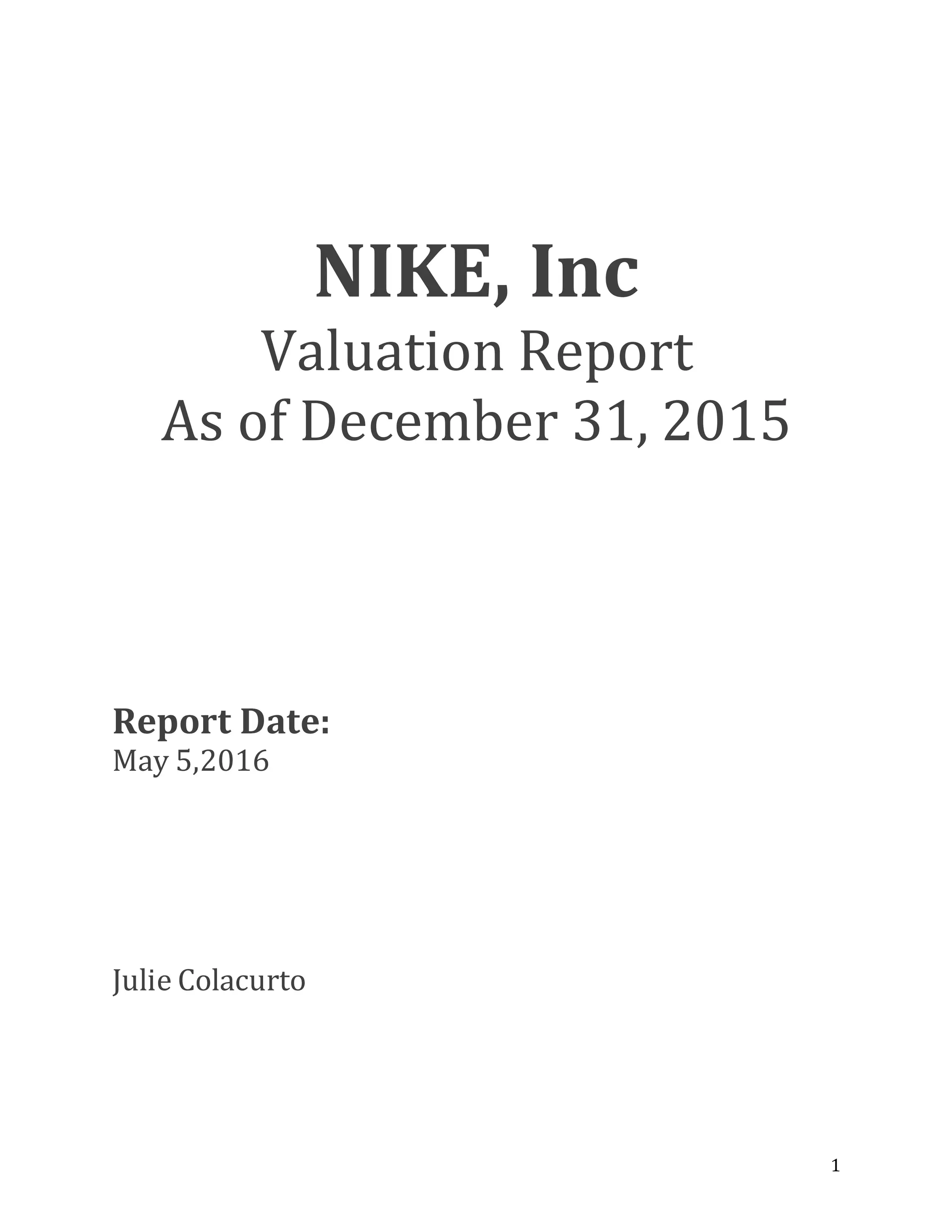 Nike valuation report | PDF