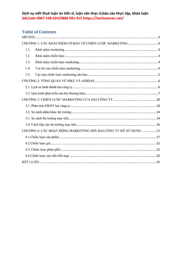 Cuộc chiến marketing của Nike và Adidas | DOCX