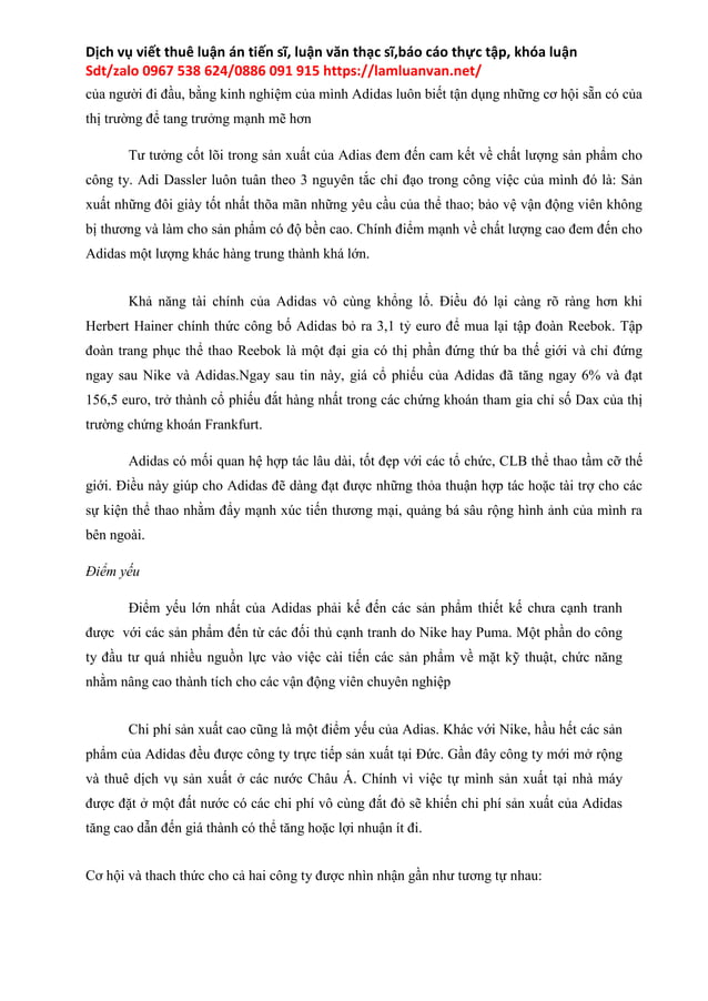Cuộc chiến marketing của Nike và Adidas | DOCX