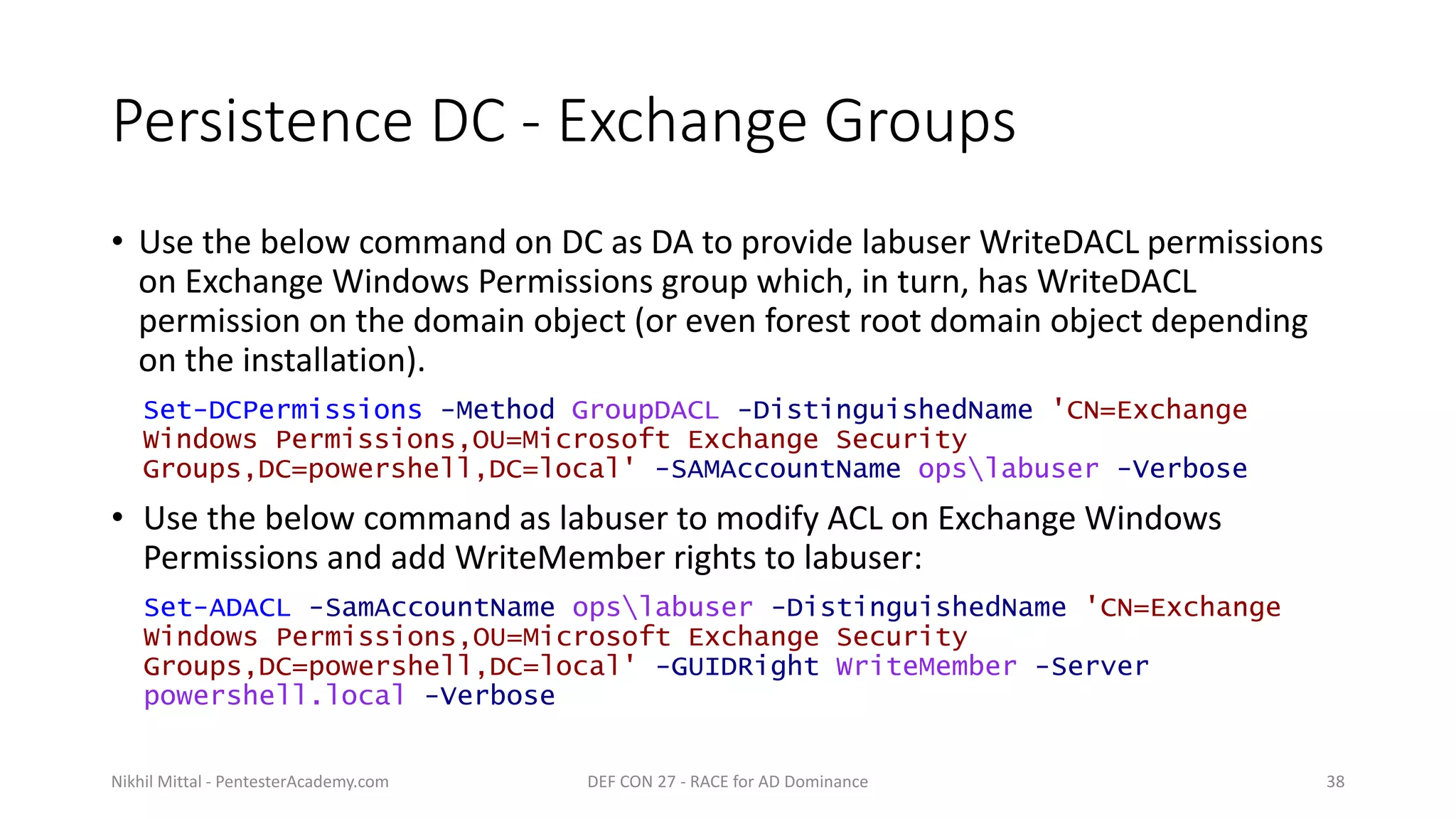 RACE - Minimal Rights and ACE for Active Directory Dominance | PPT