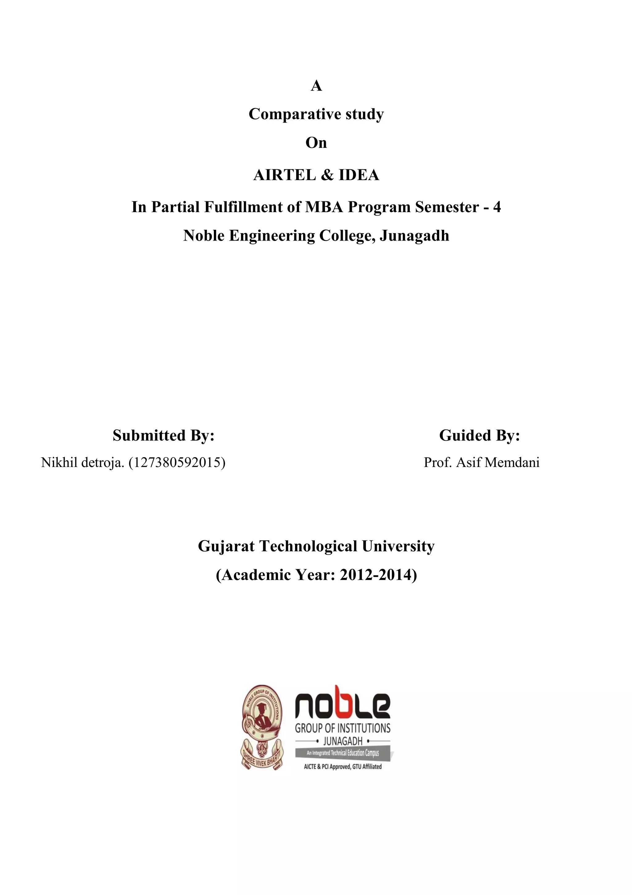 comparative study on airtel & idea | PDF