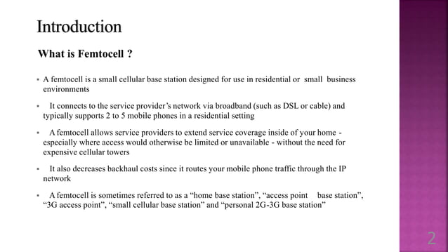 a detailed study on femtocell, | PPT