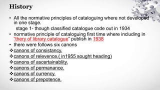 CANONS OF CATALOGUING ppt | PPTX