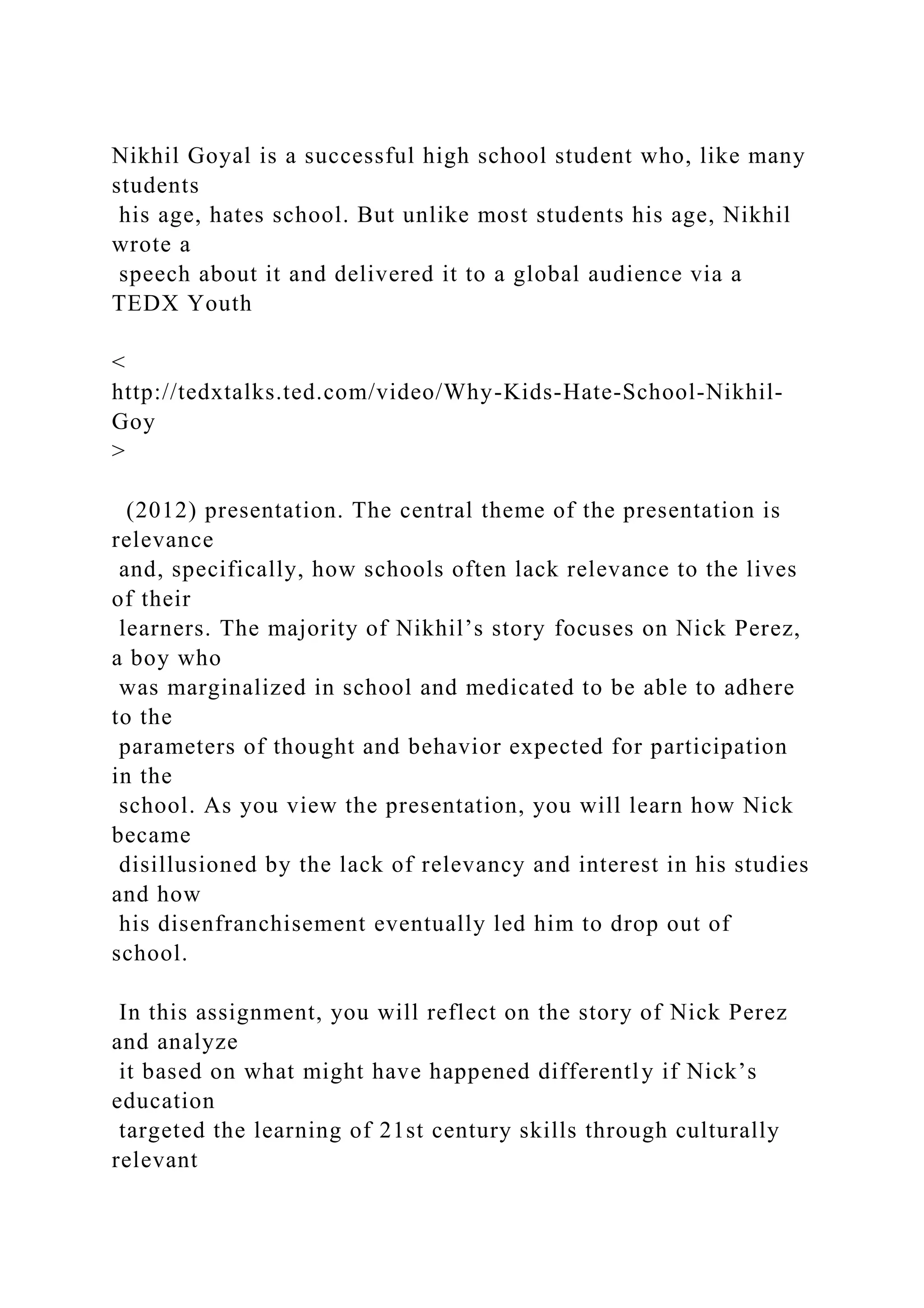 Nikhil Goyal is a successful high school student who, like many stud.docx