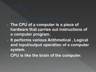 Computer and its components by Nikhil Jindal | PPT