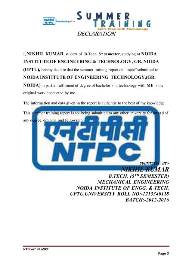 Nikhil kumar project report ON NTPC KANTI | DOCX