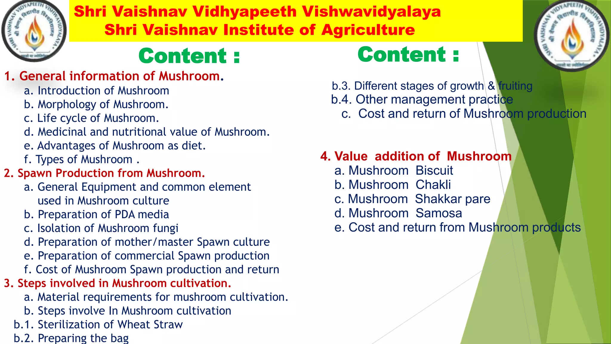 Mushroom Cultivation and Spawn Production technology | PPTX
