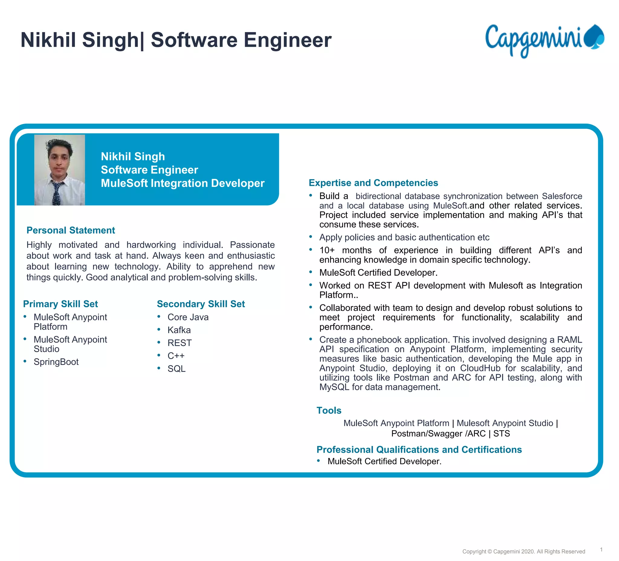MuleSoft Integration Developer resume | PPT