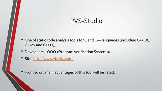 PVS-Studio and static code analysis technique | PPT