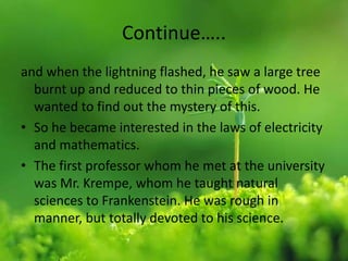 Character Of Victor Frankenstein | PPTX | Science Fiction | Genres