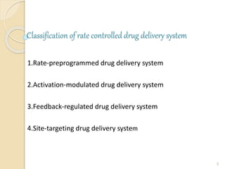 Rate controlled drug delivery system | PPTX
