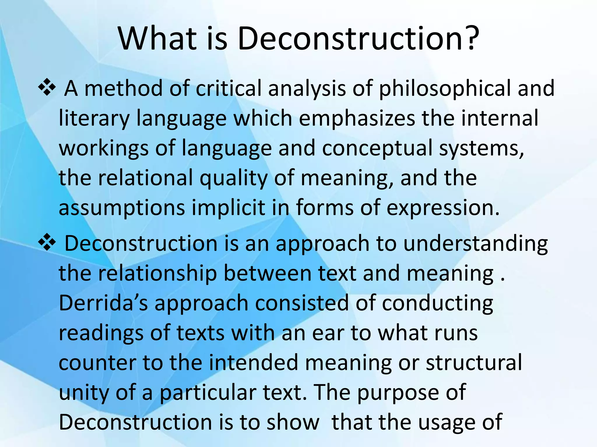 Derrida and Deconstruction | PPTX