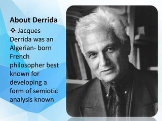Jacques Derrida Deconstruction