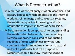 Derrida and Deconstruction | PPT