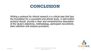 Protocol Writing in Clinical Research | PPTX